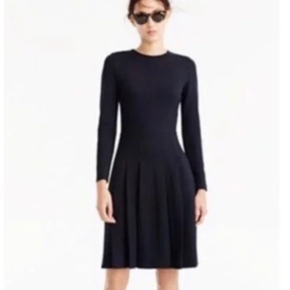 J. Crew | Dresses | J Crew Stretch Pleated Ponte Long Sleeve Dress ...